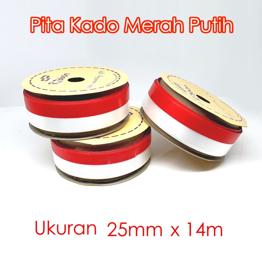 PUTIH MERAH Red And White Gift Ribbon 25mm x 14m Ribbon Indonesian Flag ...