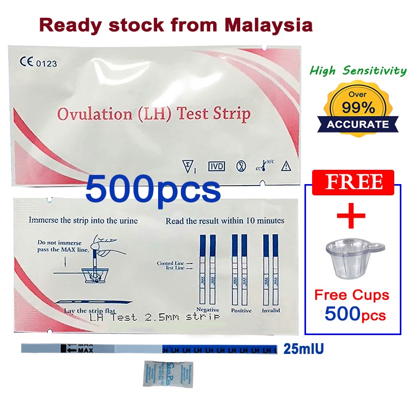 500pcs Ovulation Test Strip OPK LH ovulasi + FREE 500pcs Urine Cups ...