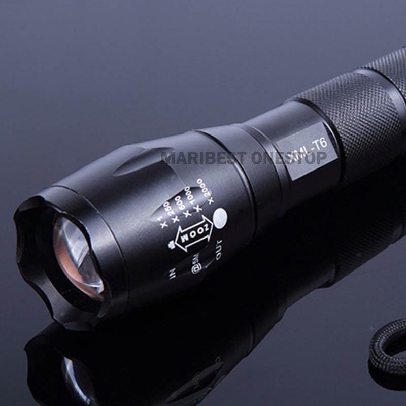 XML-T6 3 Mode Cree XML T6 LED Zoom Adjustable Mini Torchlight Flashlight Bright Light | Shopee ...