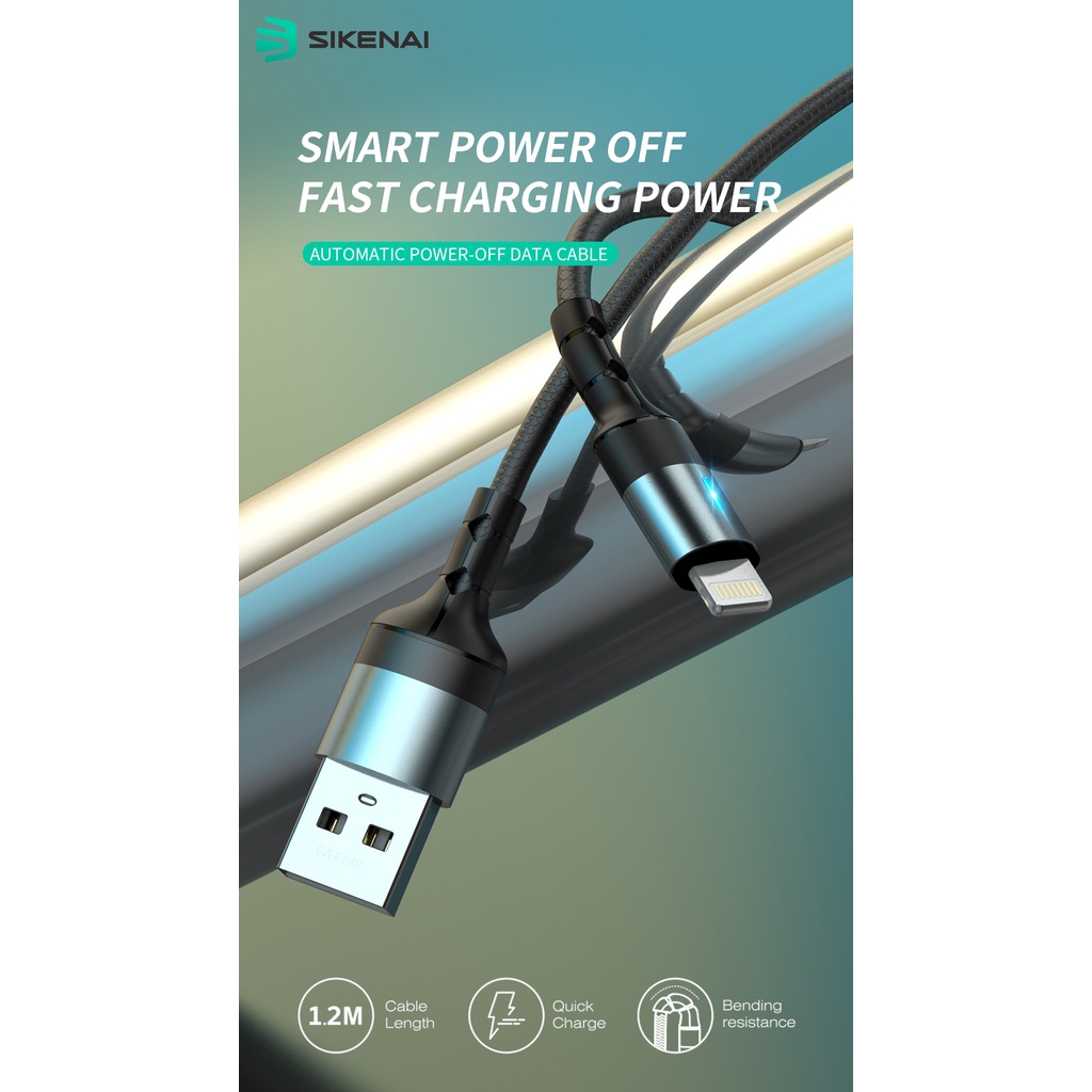 SIKENAI CX-8 5A 1.2m Auto Disconnect Smart Charging USB Data Cable with ...