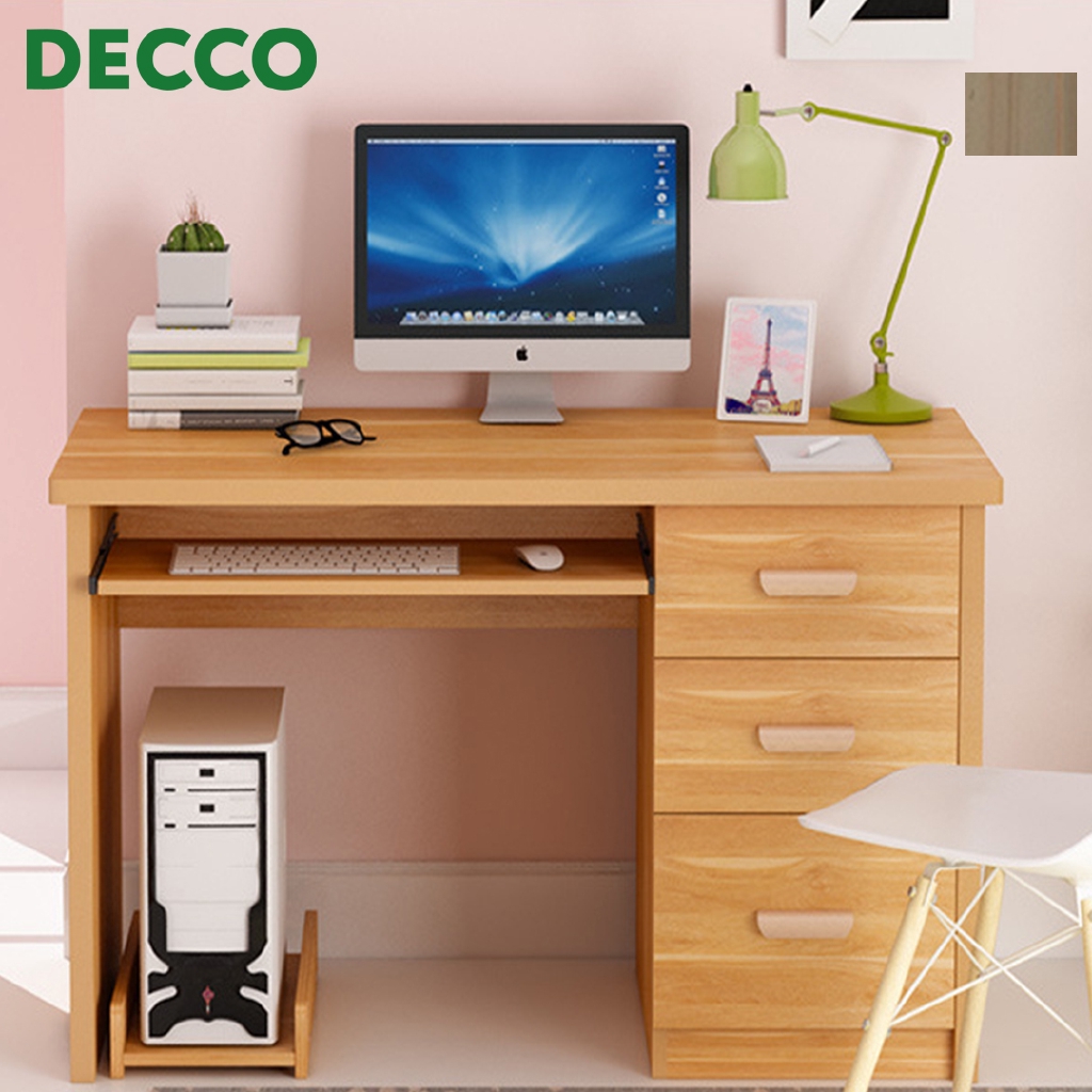 Decco Multifunction Computer Desk Wood PC Table With 3 Drawers For Home ...