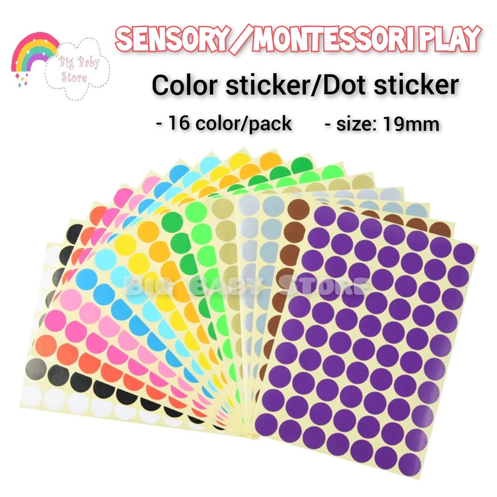 16 Color Round sticker 10mm, 16mm, 19mm, 25mm, 32mm💕Ready Stock💕Sensory ...