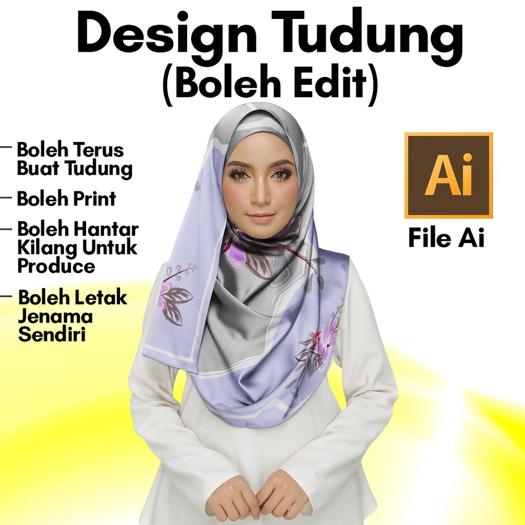 Design Tudung 1 I File AI I Photoshop I Template Photoshop - Sesuai ...