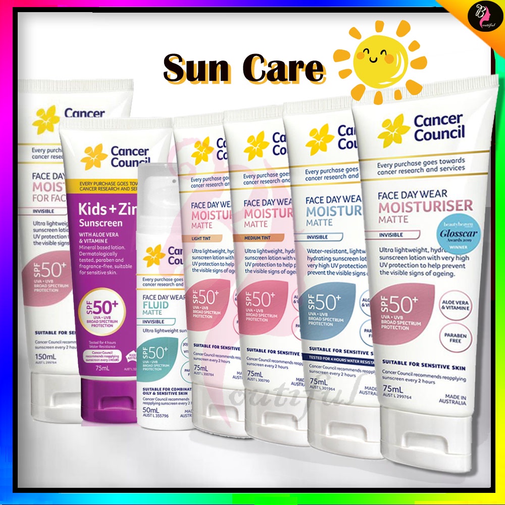 Cancer Council Sun Care Face Daywear Moisturiser SPF50/ Invisible 4hr Water Resistant/ Face ...