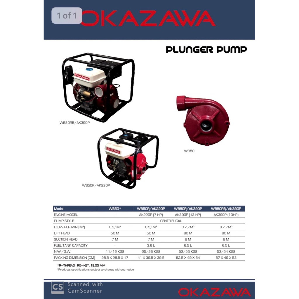 OKAZAWA WB50R 2" HIGH PRESSURE PUMP [SIPUT PUMP] | Shopee Malaysia