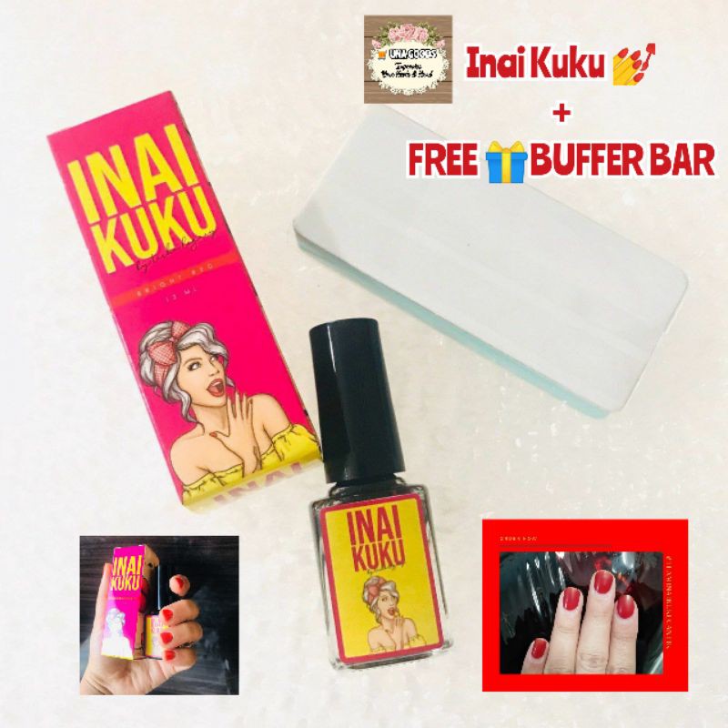 Inai Kuku Cantik tahan lama Bright red| Dark maroon💅 + FREE 💥🎁BUFFER ...