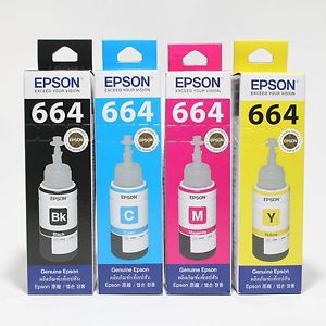 Set of 4 EPSON 664 Value Pack Original Refill Ink 70ml (box set ...
