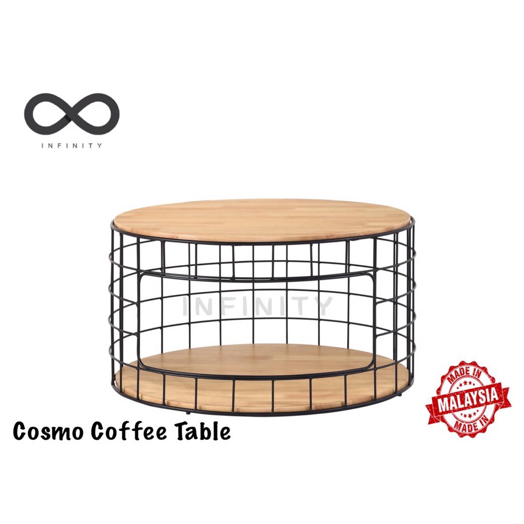 Infinity Cosmo Coffee Table / Metal Leg / Top Solid Wood (Natural / Walnut) | Shopee Malaysia