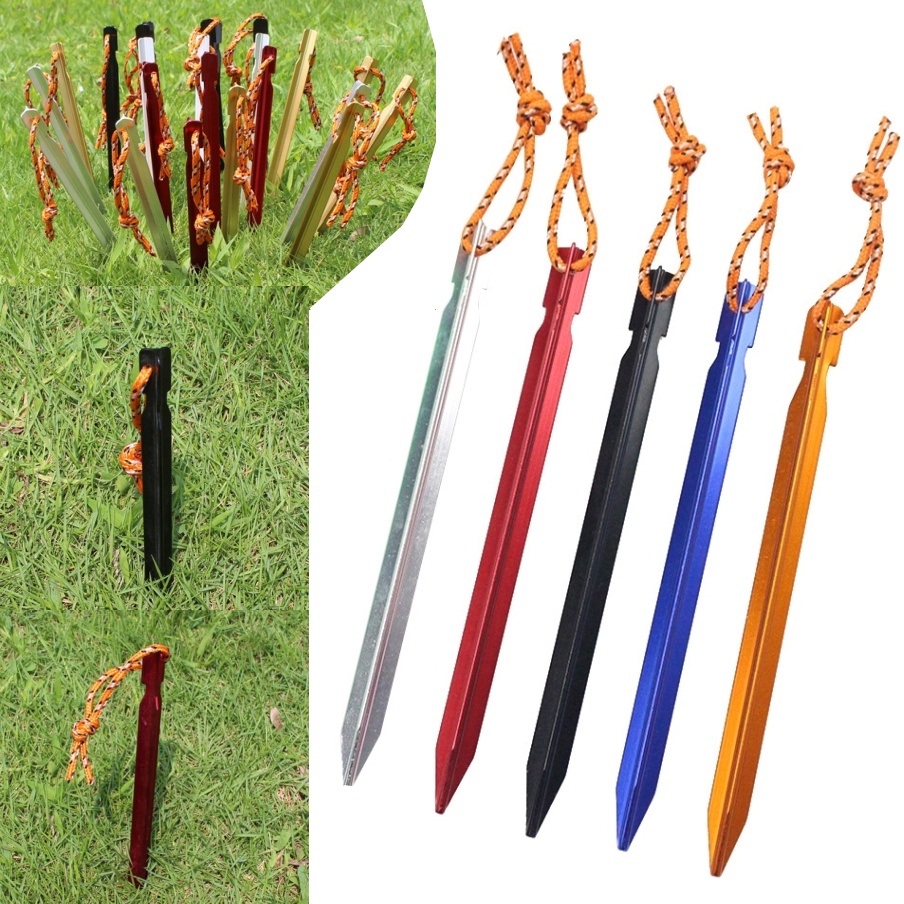 4pcs Y-Shape 18cm Aluminium Alloy Tent Peg Nail Stakes Reflective Rope ...
