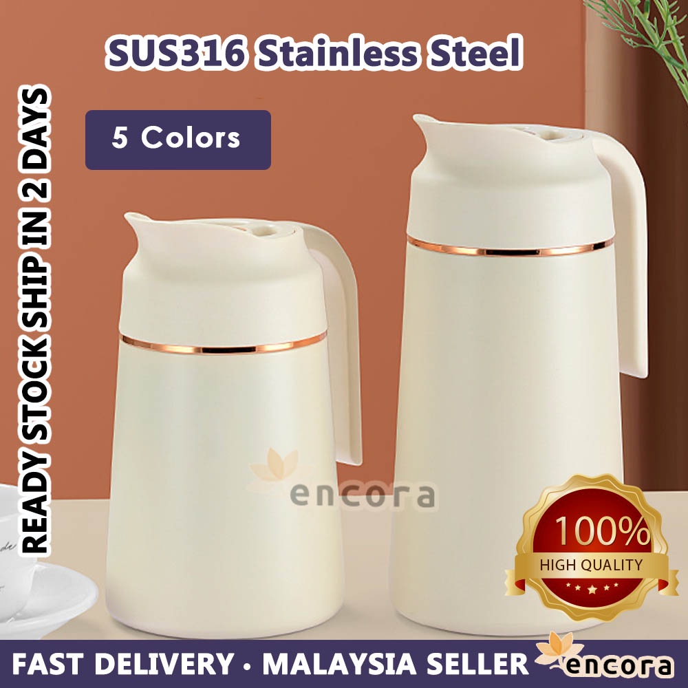 Encora SUS316 Stainless Steel Vacuum Flask Insulated Jug Hot/Cold Water ...