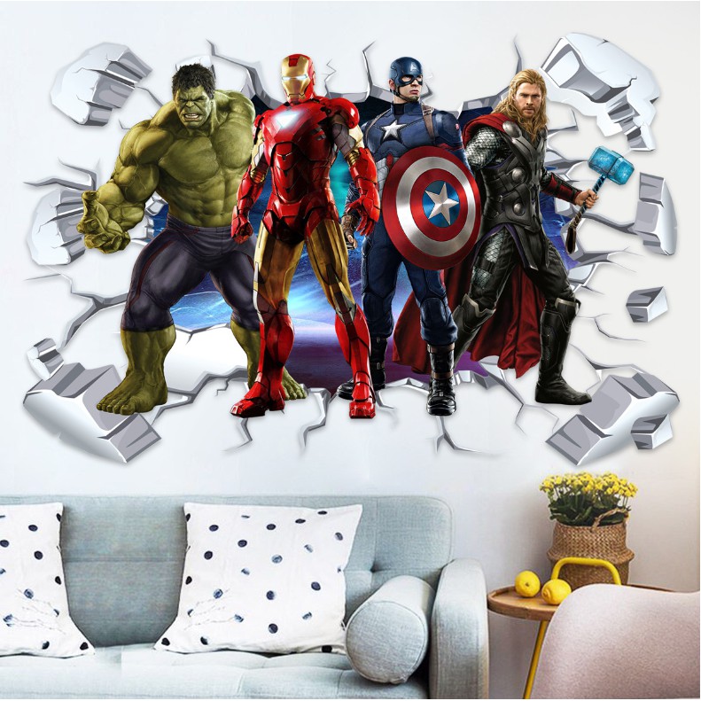 3D comics Wall wallpaper Stickers Cartoon stickers Bedroom wallpaper ...