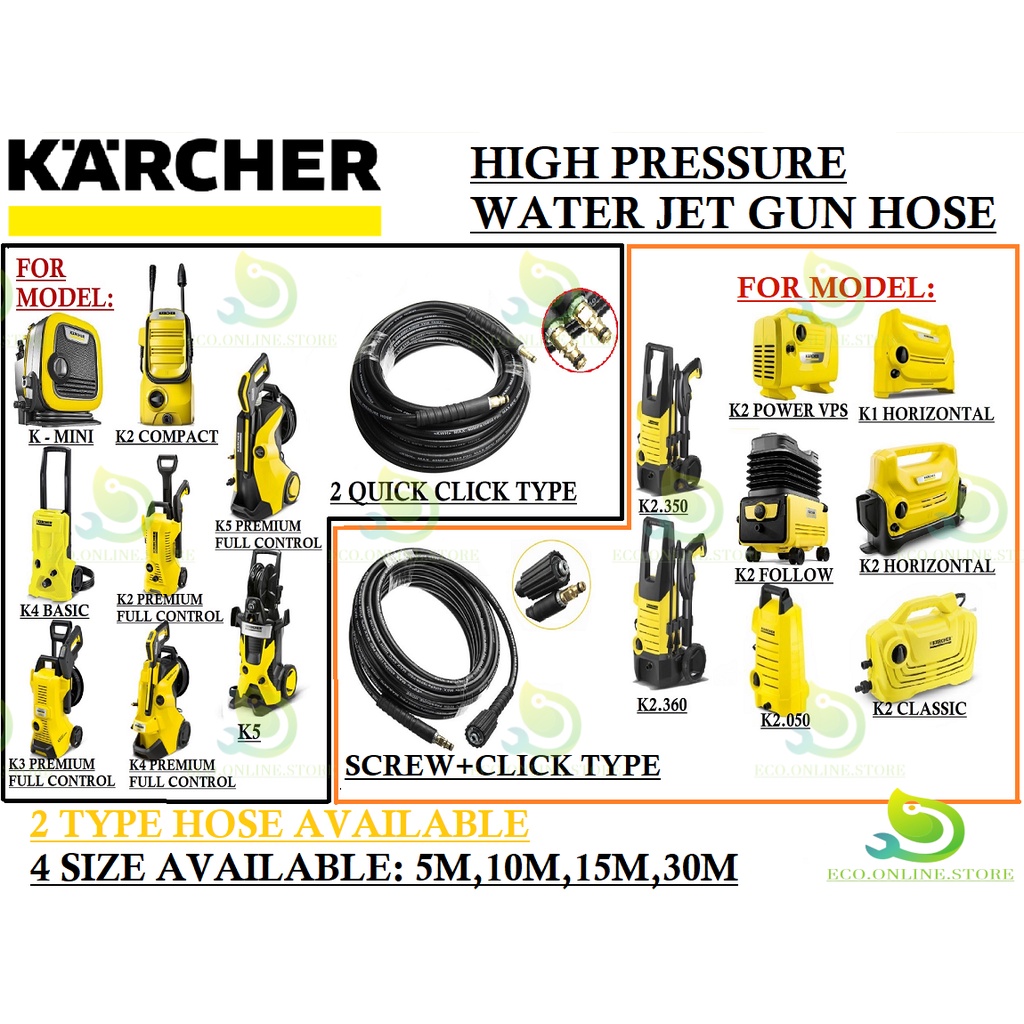 KARCHER 5/10/15M WATER JET GUN HOSE Replacement Cable Pipe K1 K2 K4 K5 ...