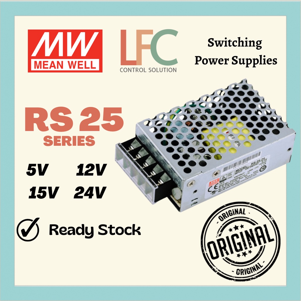 MeanWell RS 25-5 RS 25-12 RS 25-15 RS 25-24 Switching Power Supplies ...