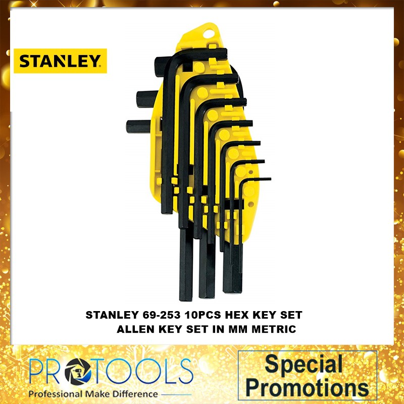 STANLEY 69-253 10PCS HEX KEY SET ALLEN KEY SET IN MM METRIC | Shopee ...