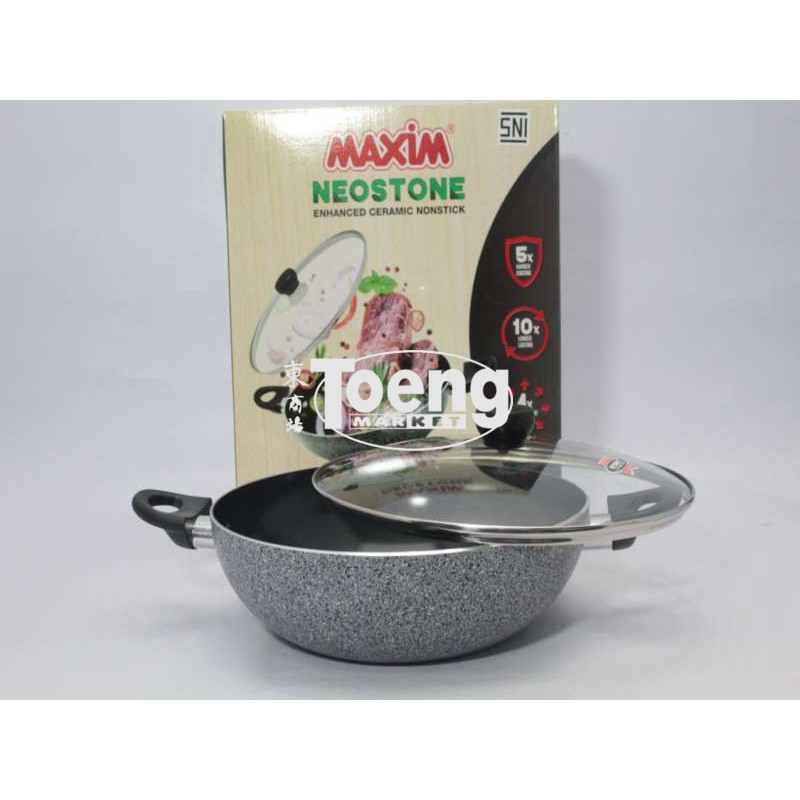Maxim WOK GLASS LID / NEOSTONE WOK 30cm+GC NS / MAXIM CERAMIK WOK WOK ...