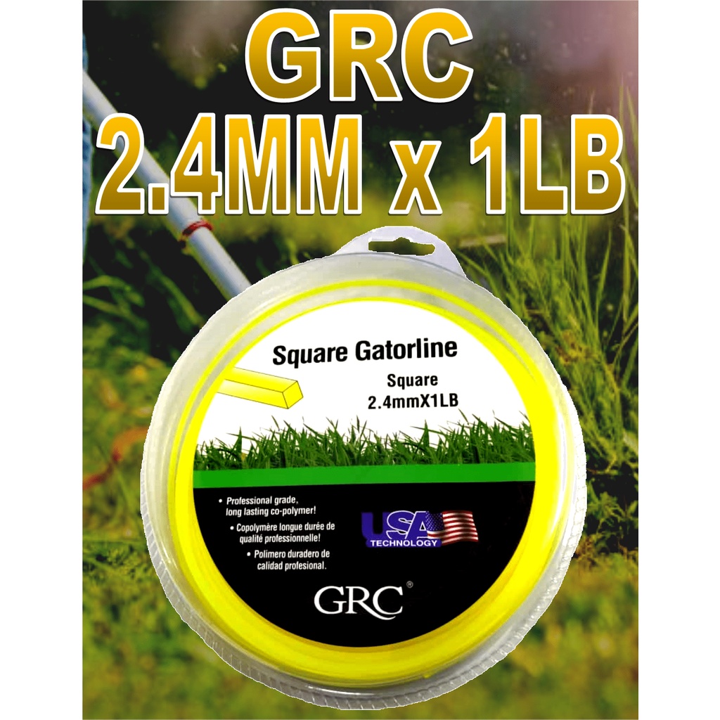GRC 2.4MM / 4.0mm x 1LB Square Gatorline/Trimmer Line Brush Cutter ...