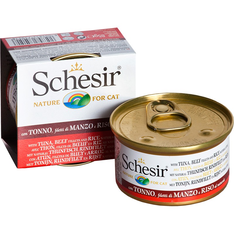Schesir Cat Wet Food Tuna, Beef with Rice Natural Style - 1 Tray (85g x ...