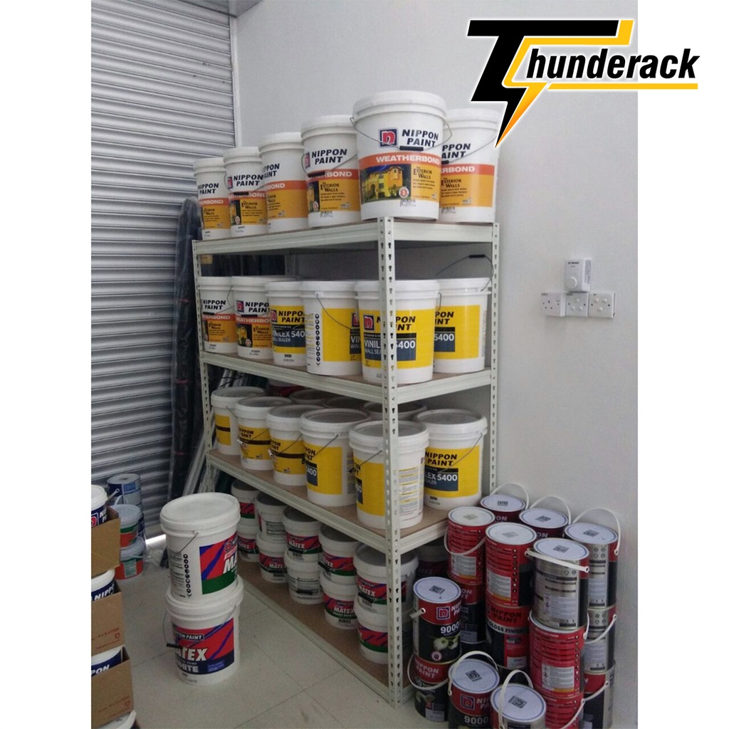 🤍 HEAVY DUTY BOLTLESS RACK🤍 BEIGE WHITE Colour Metal Rack with 4 Levels ...