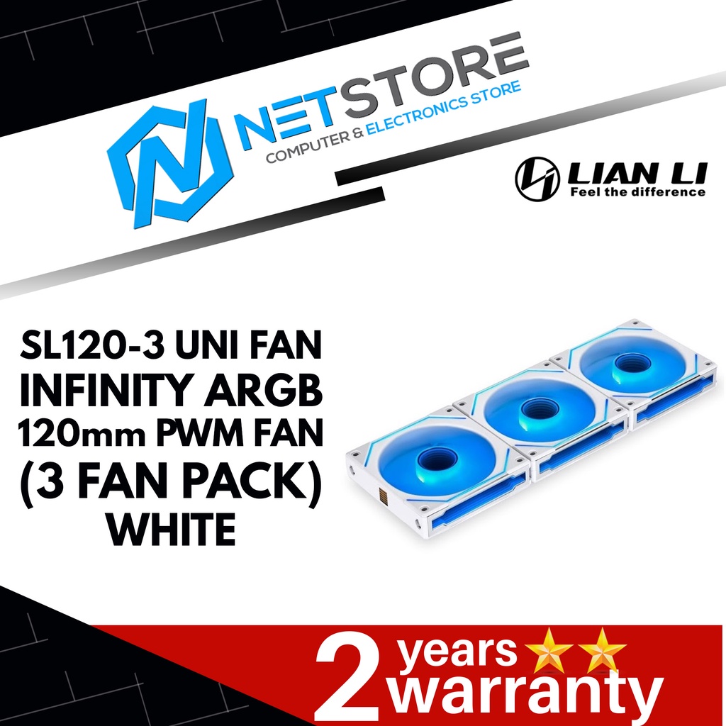 LIAN LI SL120-3 UNI FAN INFINITY ARGB 120mm PWM FAN (3 FAN PACK) WHITE ...