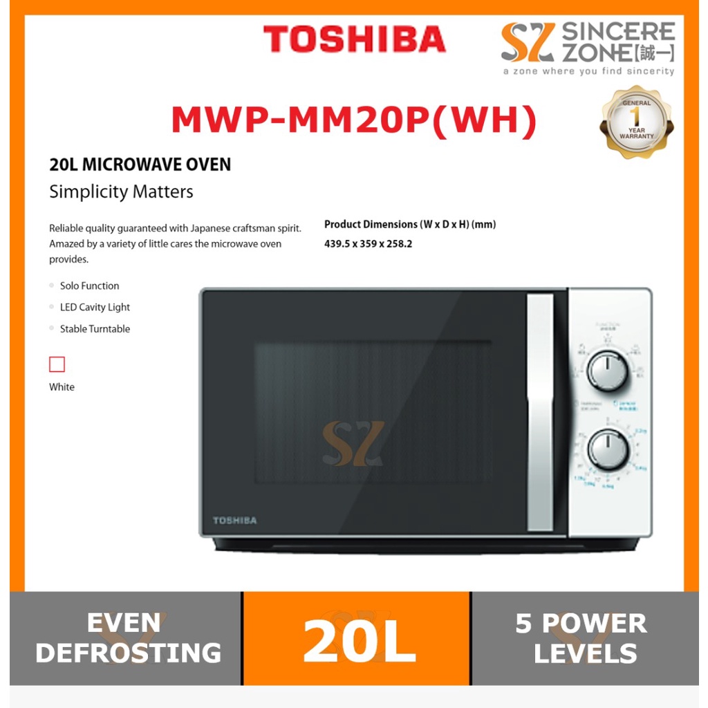 Toshiba MWP-MM20P(WH) 20L Microwave Oven (White) | Shopee Malaysia