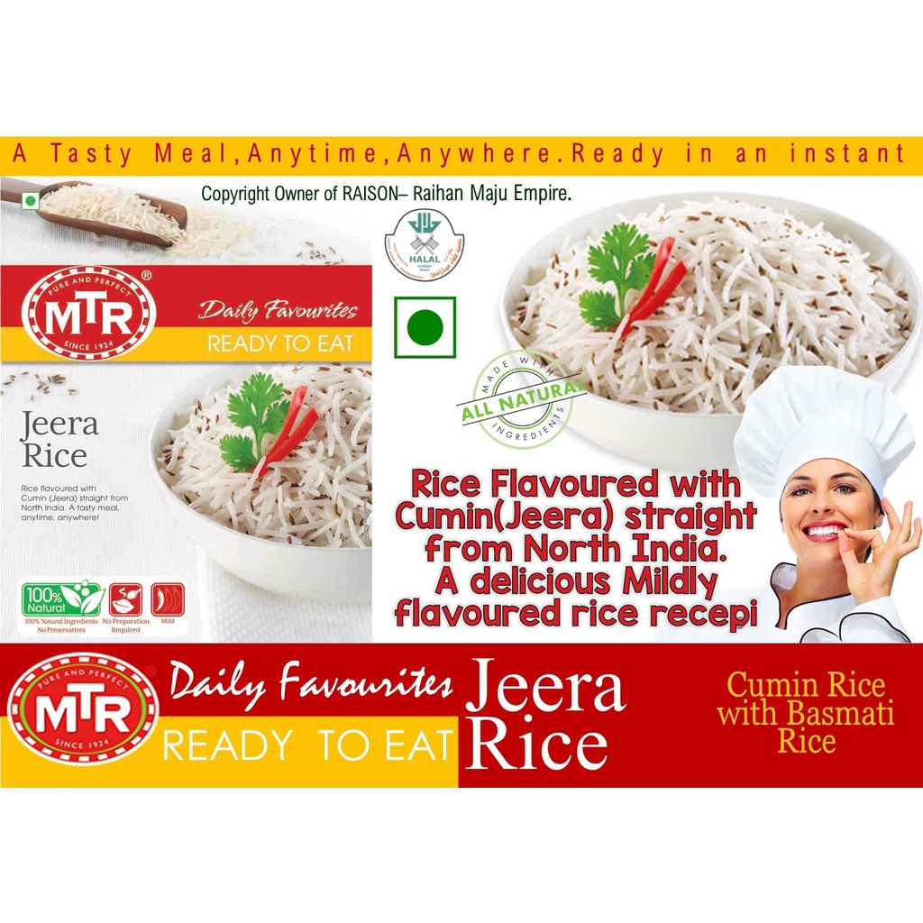 MTR Jeera Rice 250gm- Cumin Rice with Basmati Rice . Flavoured Rice ...