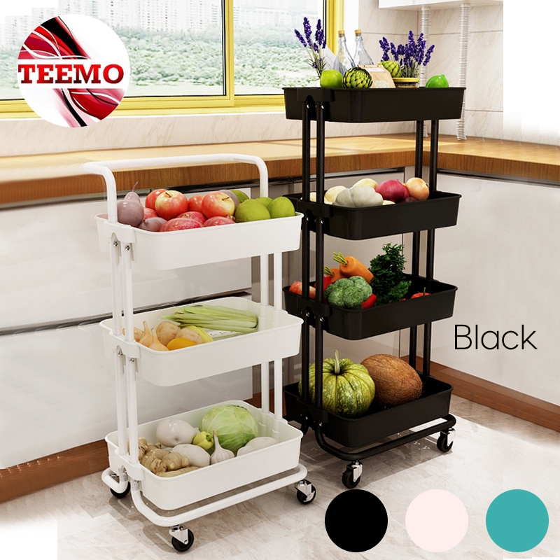 Teemo Kitchen Assemble Shelves 4 Tier Plastic Stroller Trolley ...