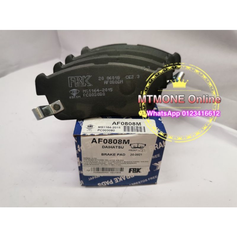 Perodua Myvi 1st model Frt brake pads FBK (AF0808M) (1set 4pcs ...