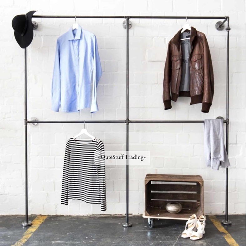 Open wardrobe Industrial clothes rail Coat rack Wardrobe 2+2 Design ...
