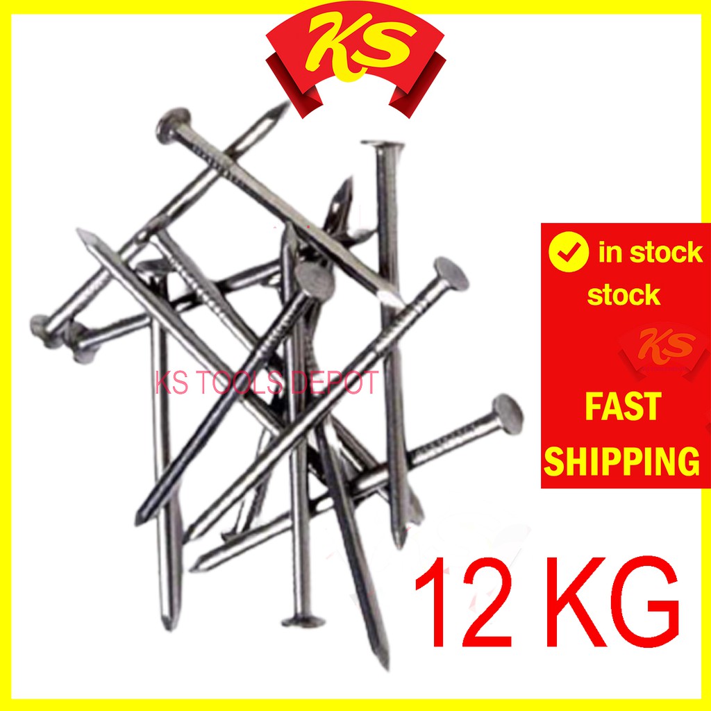12kg GI Wire Nail 2 inch / 3 inch Wood Nail / Paku Kayu Perabot Paku Jarum Lost Head Nails Iron ...