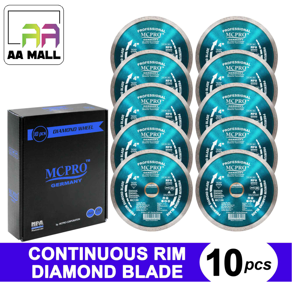 [10PCS] MCPRO Diamond Cutting Disc Blade 4"(110mm) Continuous Rim (MC130) for Angle Grinder ...