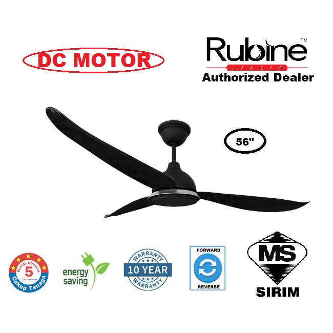Rubine RCF-AMPIO56-3B DC Ceiling Fan / 56 INCH / BLACK (NON RETURNABLE ...