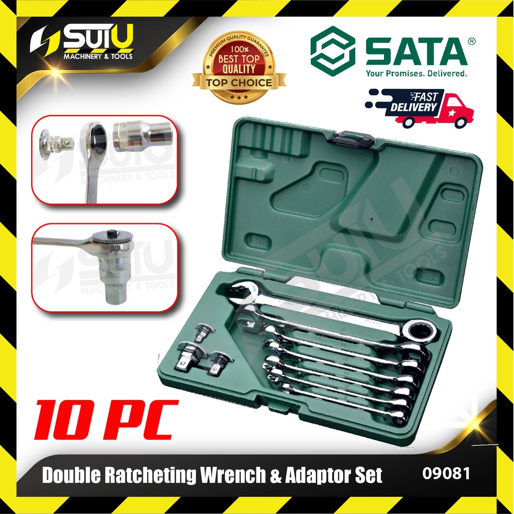 SATA 09081 10PCS Double Ratcheting Wrench & Adaptor Set | Shopee Malaysia