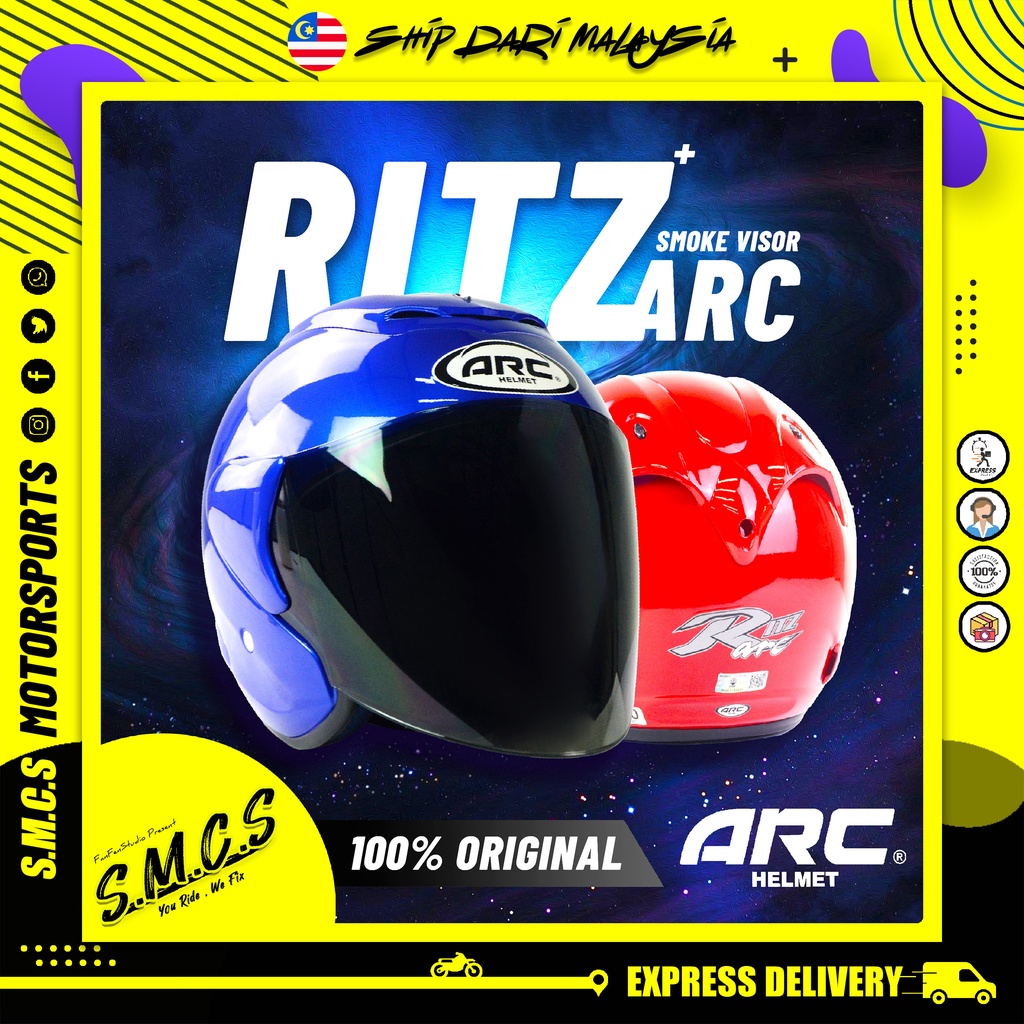 ARC RITZ Helmet Siap Smoke Visor (15 Colour/Warna) Helmet Size L - XXL ...