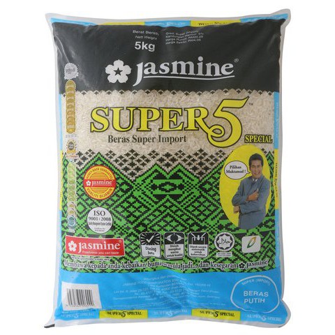 Jasmine Super 5 White Rice Imported 5kg | Shopee Malaysia