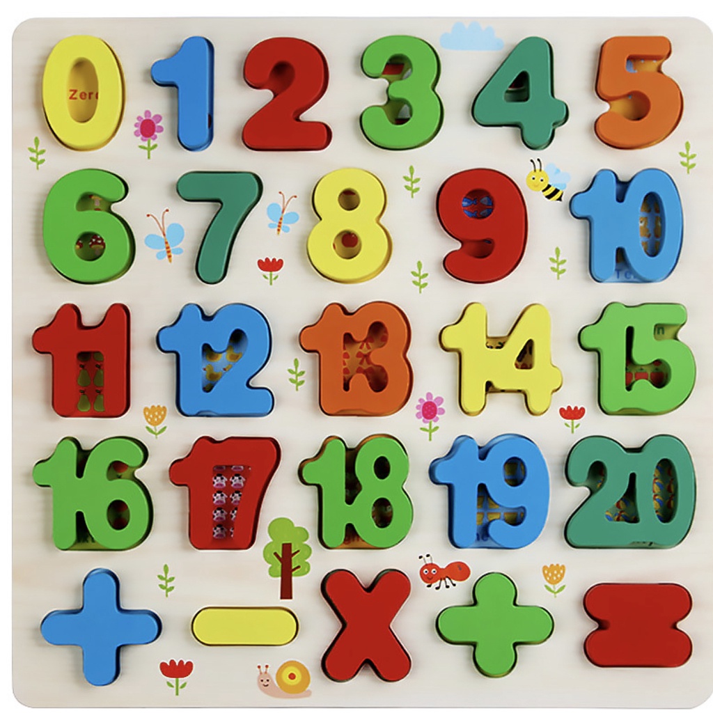 [Ready Stock] 1-20 Wooden 3D Alphabet Number Matching Puzzle Board ...