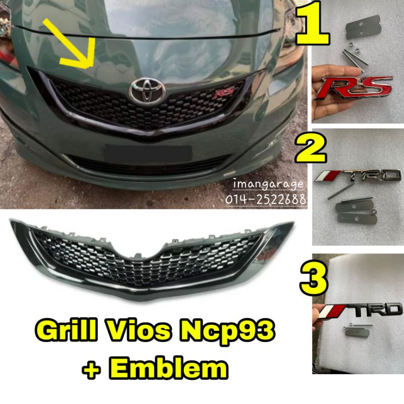 GRILL TOYOTA VIOS Belta Ncp93/ Emblem toyota /Emblem Rs/ Emblem TRD ...