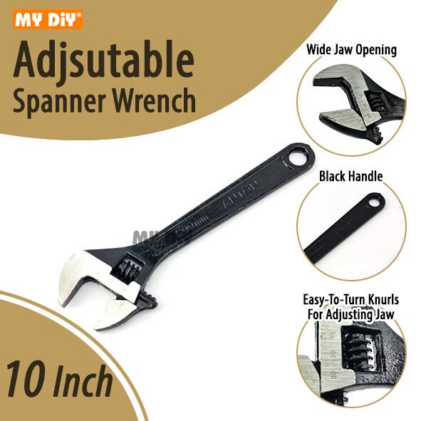 MYDIYHOMEDEPOT - ANTON Adjustable Spanner Wrench Black Handle Heavy ...