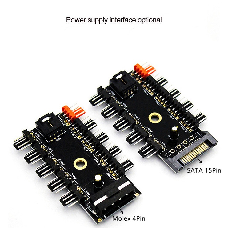 Chassis fan hub Speed Controller Regulator 12V 3Pin/4Pin 10 Interface ...