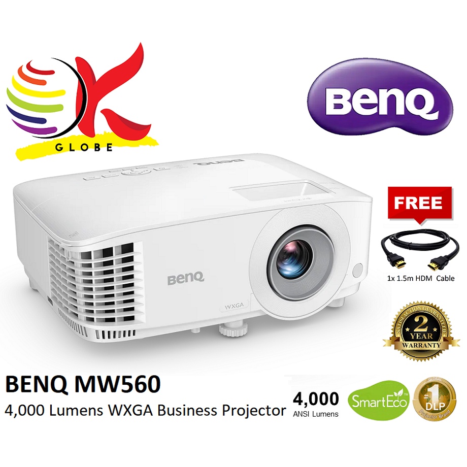 BENQ MW560 / MW560C 4,000 LUMENS DLP PROJECTOR WXGA 1280x800 BUILT-IN ...