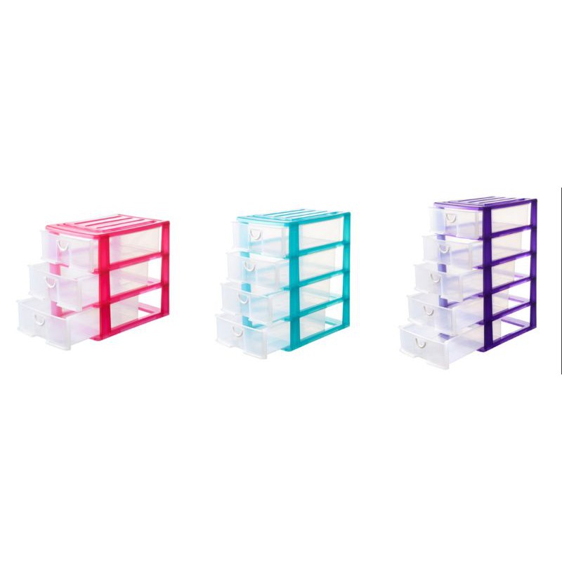 COLOURFUL Century A4 Mini Drawer 3 tier 4 tier 5tier Transparent Drawer ...
