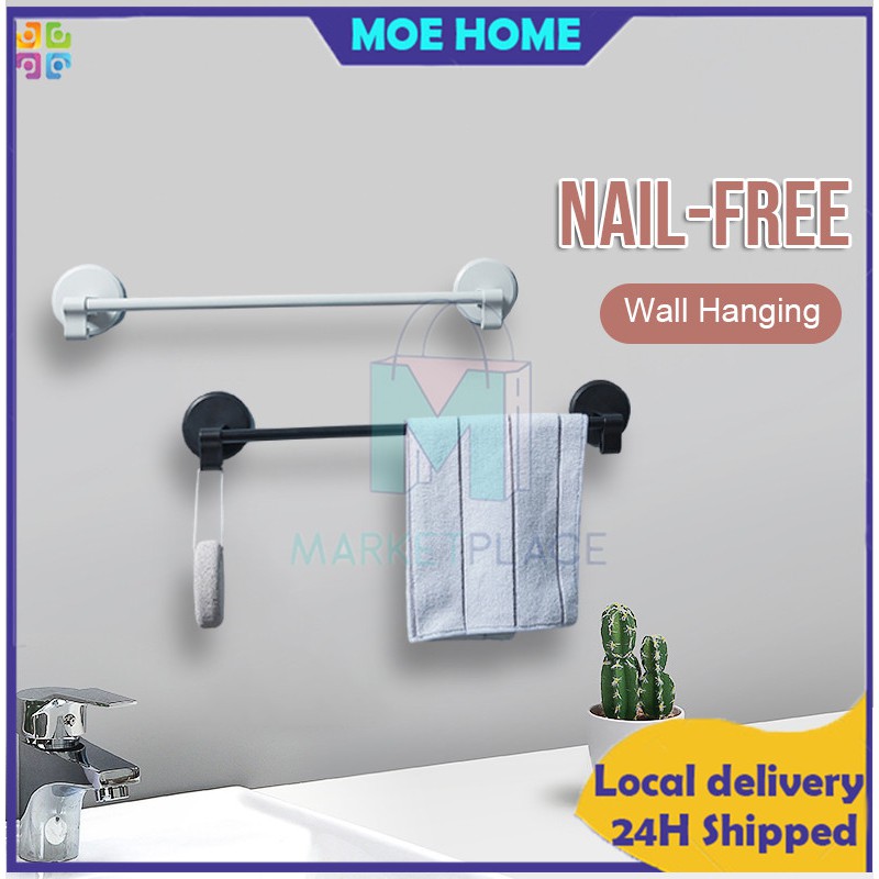 Towel Storage Rack No Punching Toilet Towel Hanger Rack Wall-mounted ...