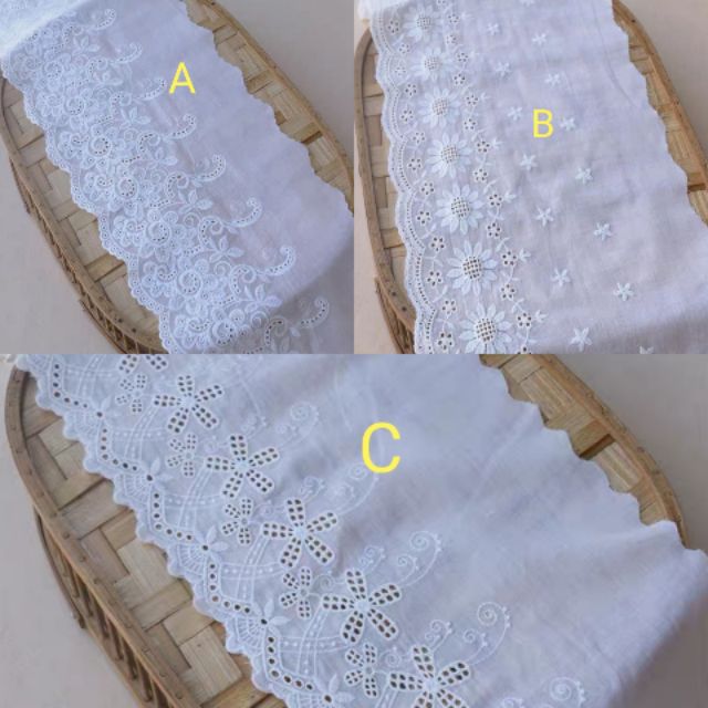 * Ready Stock * 20cm/23cm Renda Cotton/ Cotton Lace Warna Putih Susu ...