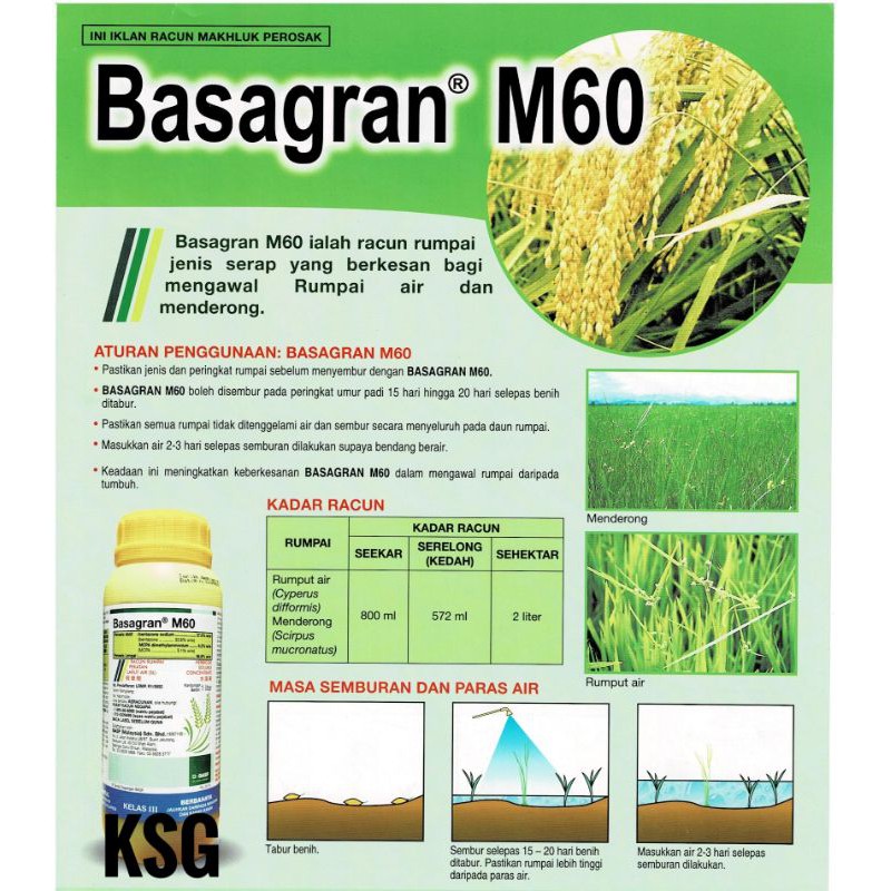 Racun Rumput Padi Basagran M60 1 Liter Ready Stock | Shopee Malaysia