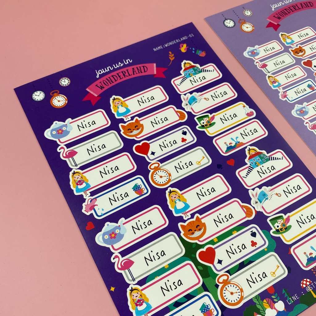 Waterproof Name Sticker WONDERLAND (Name 4 sheet/set) | Shopee Malaysia
