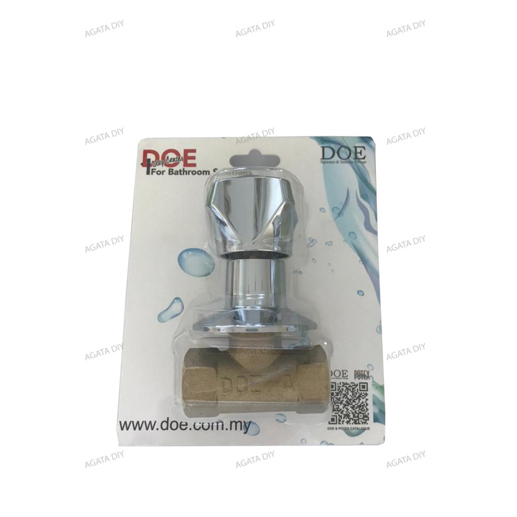 DOE Wall Flange Stopcock with spring and flange c/w Arrowline CP ABS ...