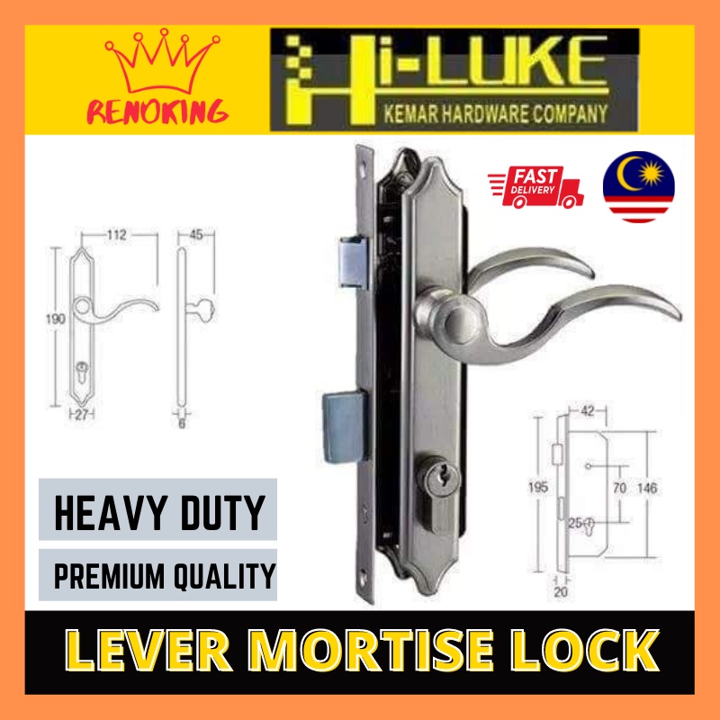HI-LUKE Premium Lever Mortise Grille Door Lock Handle Set Entrance Gate ...