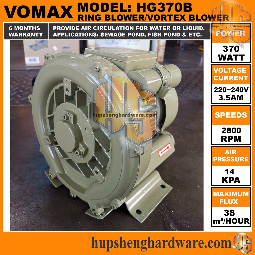 VOMAX HG370B Vortex Blower Ring Blower Centrifugal Blower Side Channel ...