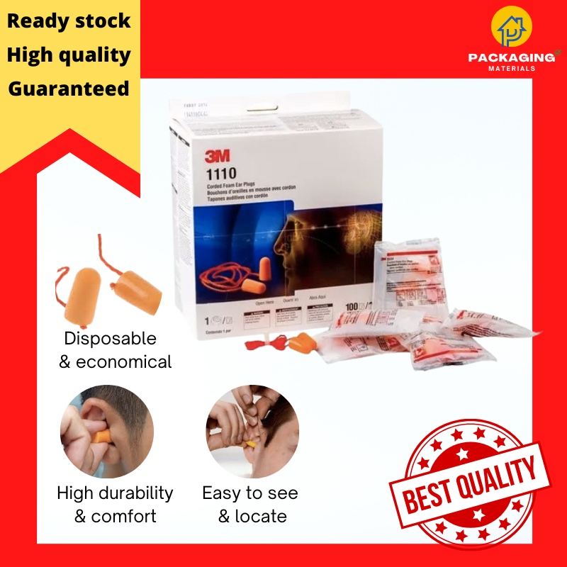 3M Foam Ear Plug Corded / Uncorded - 3M 1110 (100pcs, 200pcs) | Shopee Malaysia