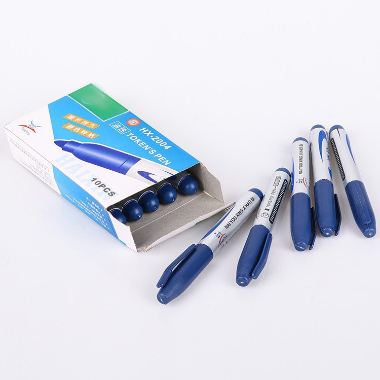 Hai Xin Permenent Marker Pen Waterproof Blue Ink Token Pens Oil Marker ...
