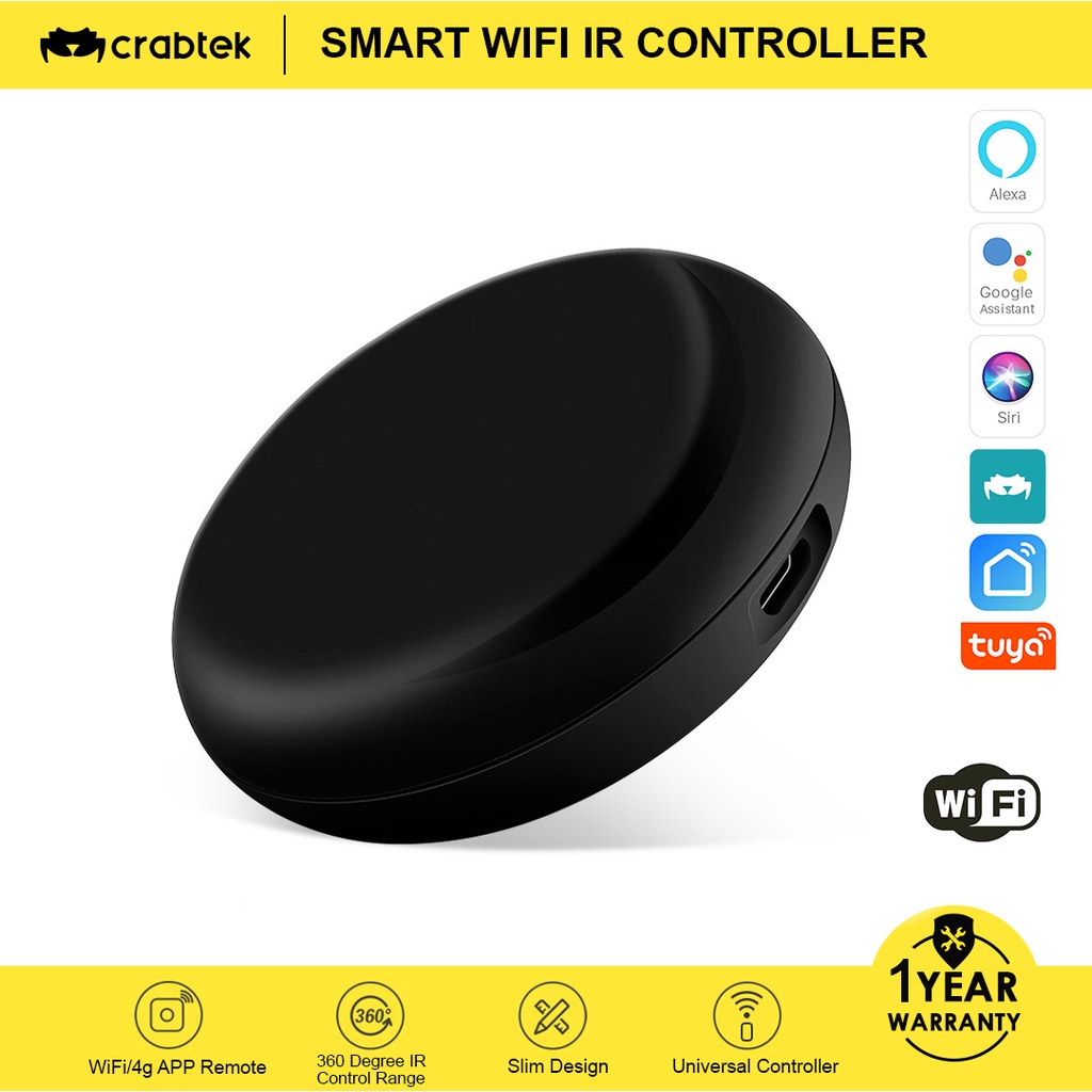 CrabTek Wi-Fi Smart IR Mini Universal Remote Control for Tv Aircon ...